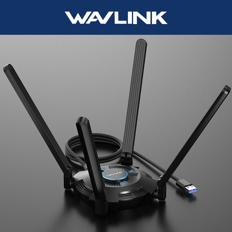 WAVLINK WiFi 6E Triple Band WiFi USB Adapter 4 High Gain Antennas ...