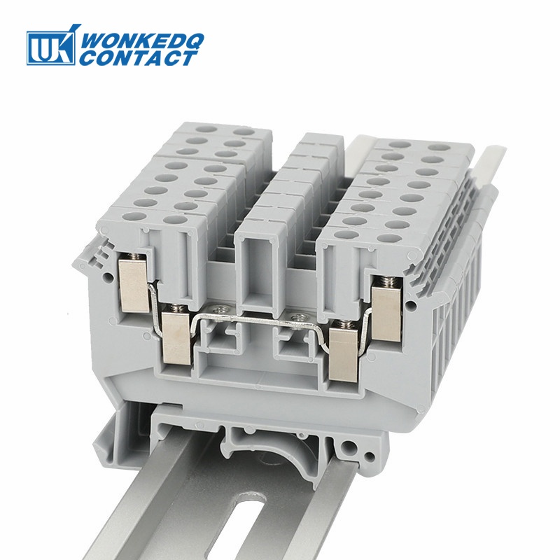 UDK4 Double Terminal Block 2-in 2-out Dual Conductor Screw Wire ...