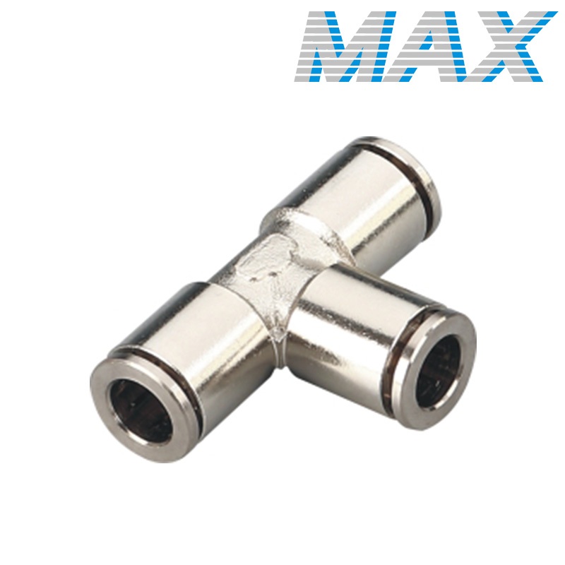 Pneumatic quick connector T-shaped right angle all copper nickel plated ...