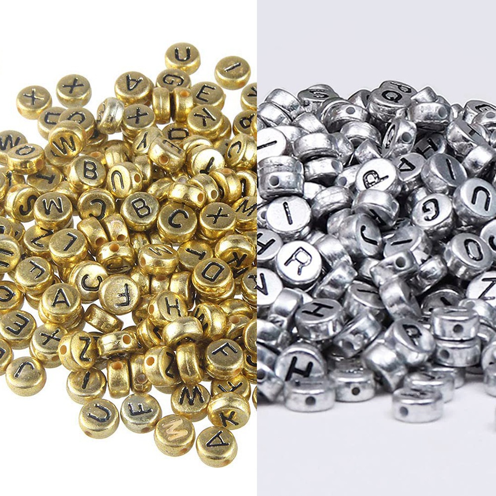 100 4x7mm Acrylic Spacer Beads, Letters, Oval Alphabet, For Jewelry ...