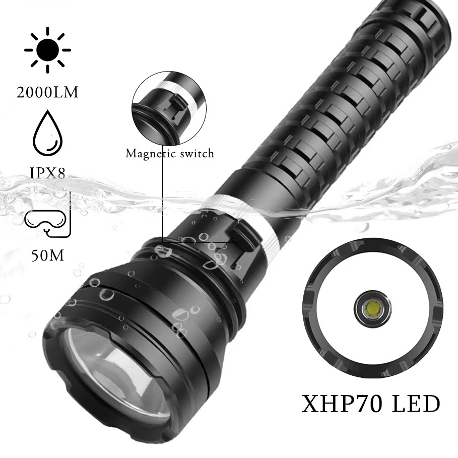 XHP70 high-power strong light diving flashlight D856 professional ...