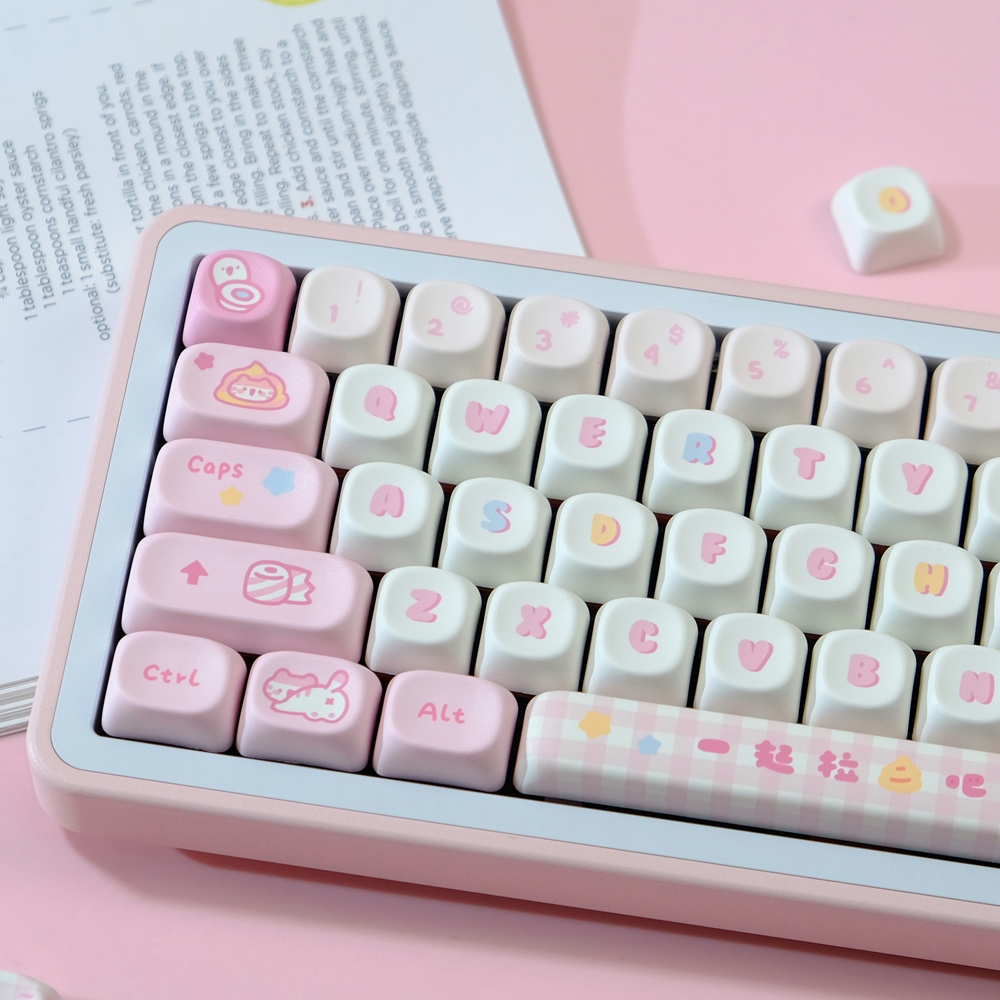 Candy Cute Round MOA XOA Profile Keycaps Set PBT Dye Sublimation Keycap ...
