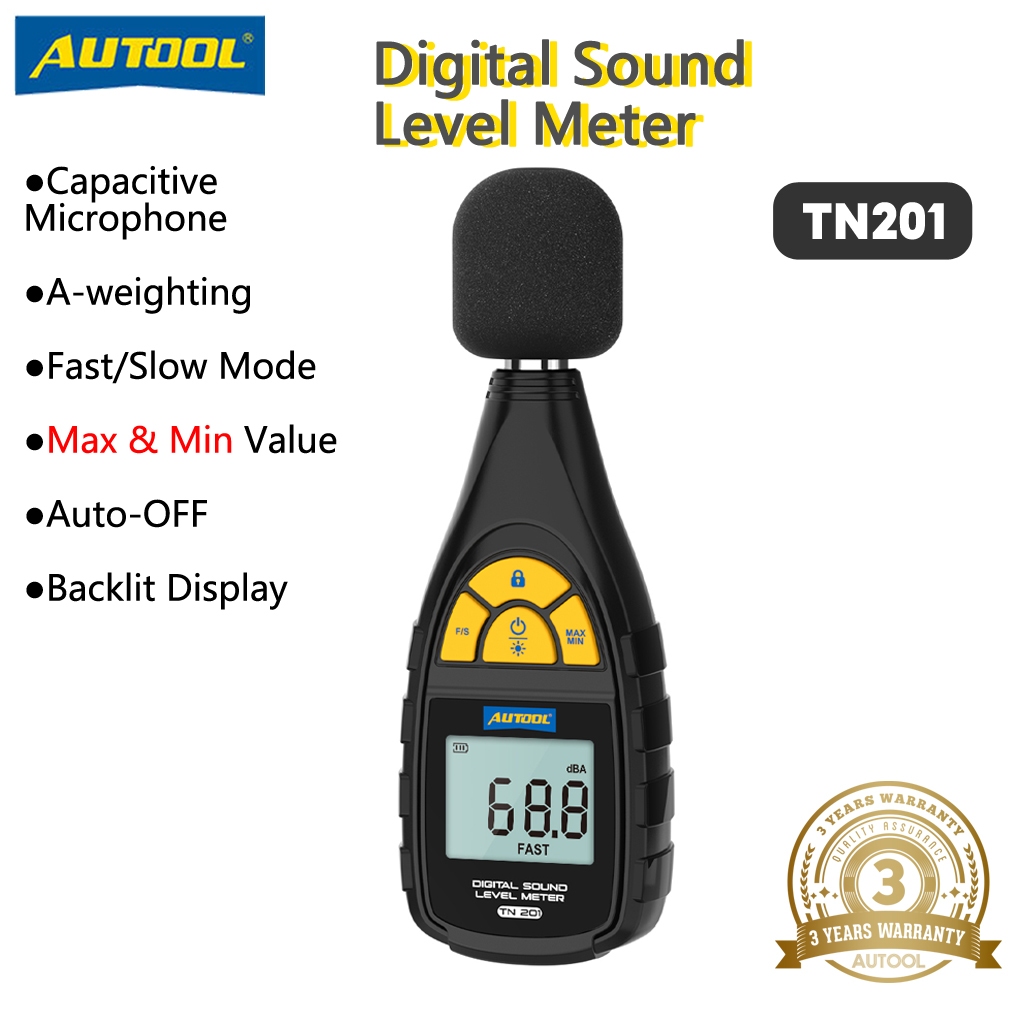 AUTOOL TN201 digital sound level meter sound level tester vehigle noise ...