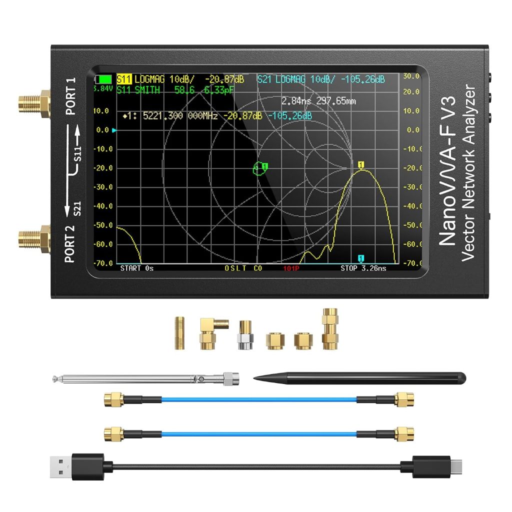 SeeSii 4.3inch NanoVNA-F V3 Vector Network Analyzer 1MHz-6GHz HF VHF UHF VNA Antenna Analyzer ...