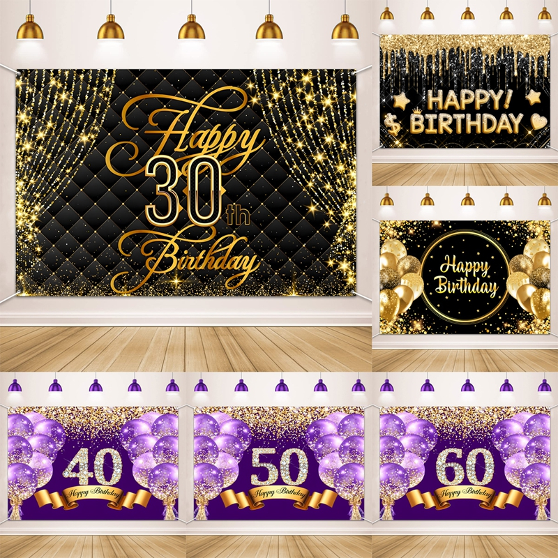 150*100cm 40/50/60 Happy Birthday Backdrop Birthday Decorations Vinyl ...