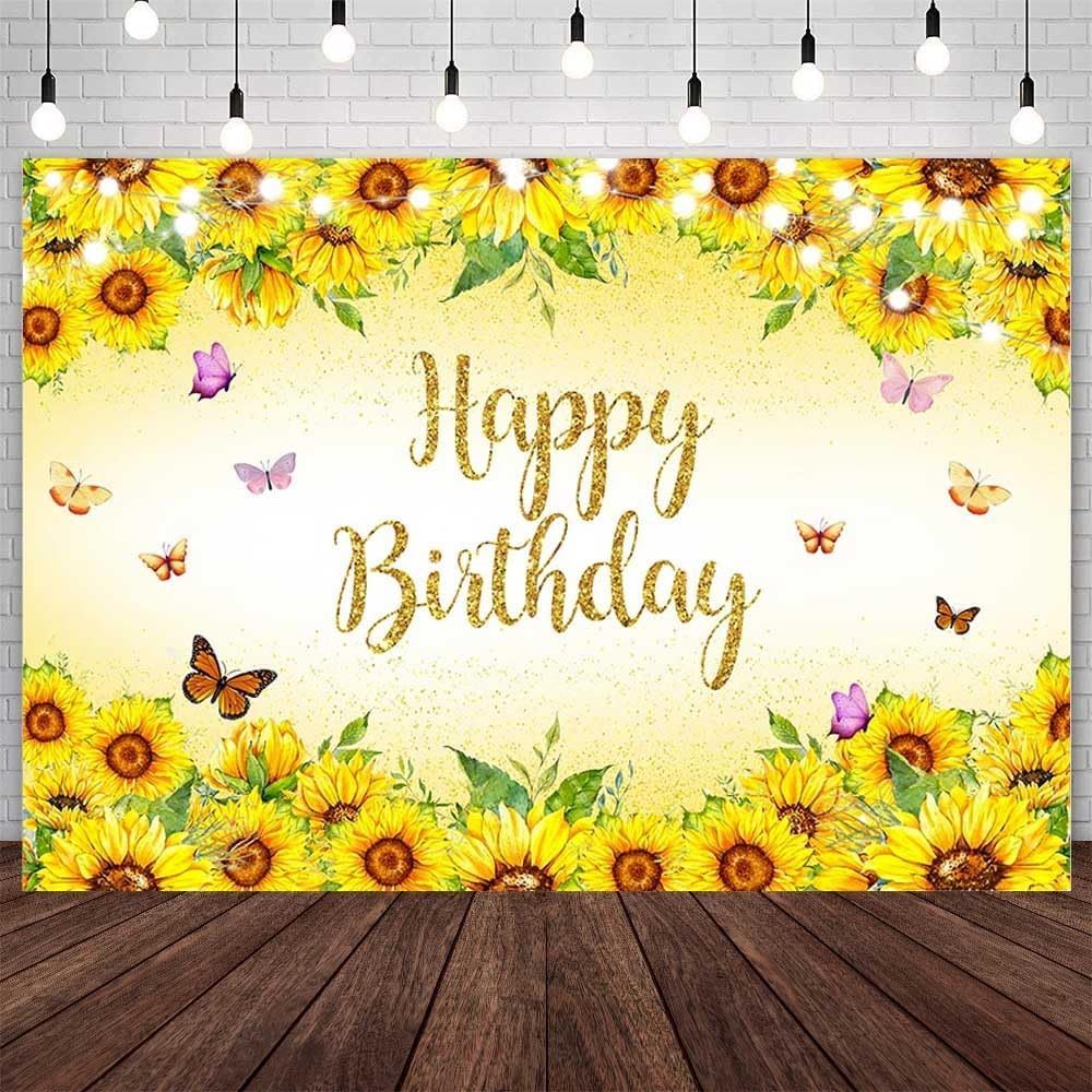 7x5ft Sunflowers Birthday Photography Backdrop Happy Birthday Photo ...