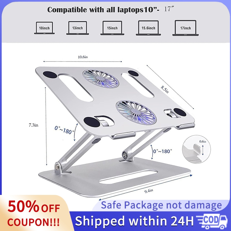 【Rapid heat dissipation】Laptop Stand With Fan Aluminum Adjustable ...