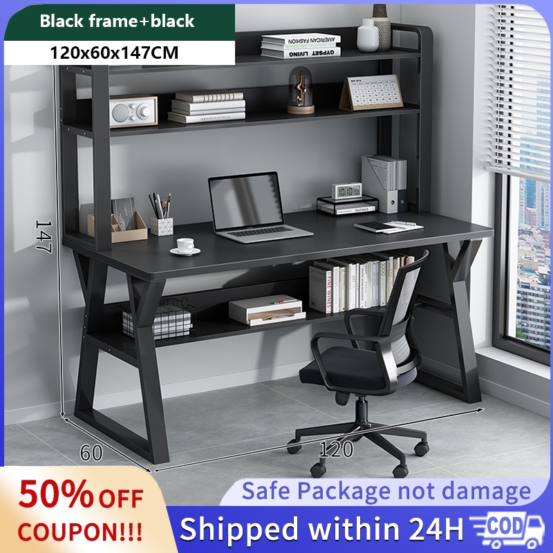 【⚡COD⚡】Computer Desk With Shelves For Home Office Study Table Bookshelf ...