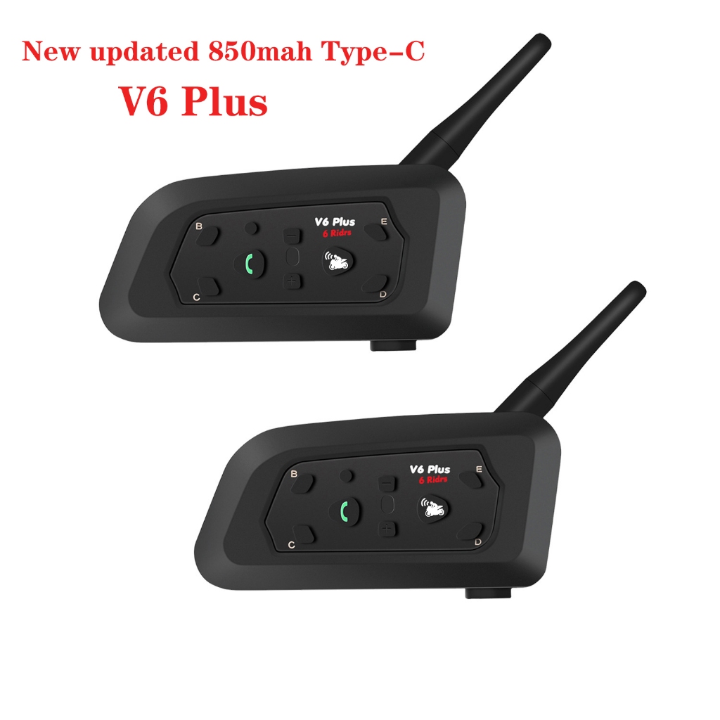 1Pcs Type-C V6 plus Motorcycle Intercom Type-C Helmet Bluetooth Headset ...