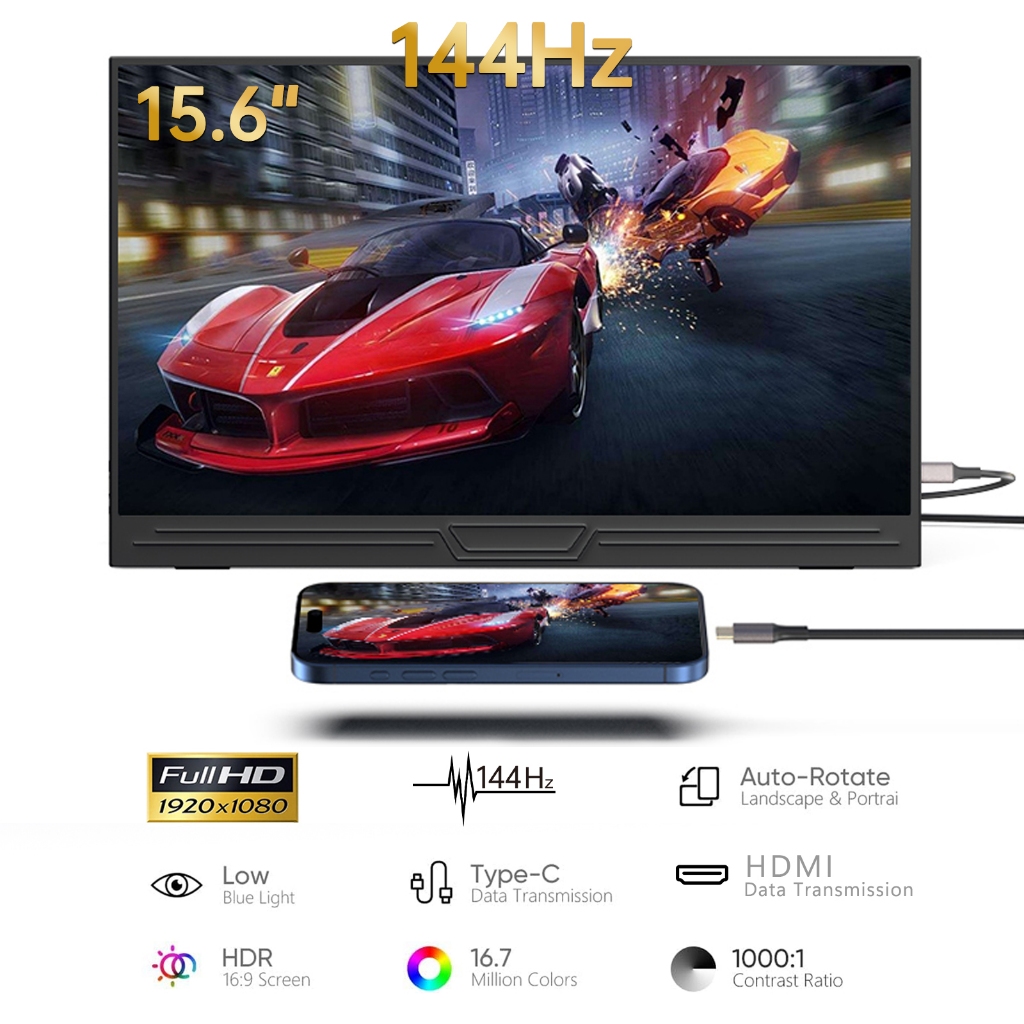 BYONE 14 Inch Portable Monitor/Gaming Monitor for Switch XBOX PS4 Phone ...