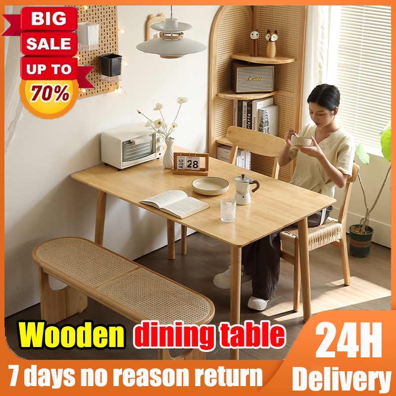 【Ready Stock】Dining Table Solid Wood Table Nordic Kitchen table ...
