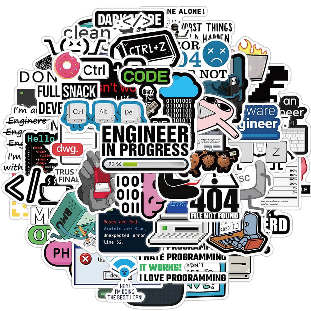 [large Stickers]50pcs Programmer Engineer Stickers Php 404 Programming