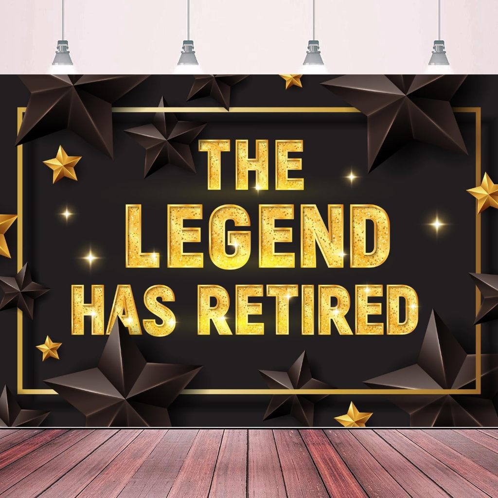 5x3ft The Legend Has Retired Photography Backdrop Black Golden Happy ...