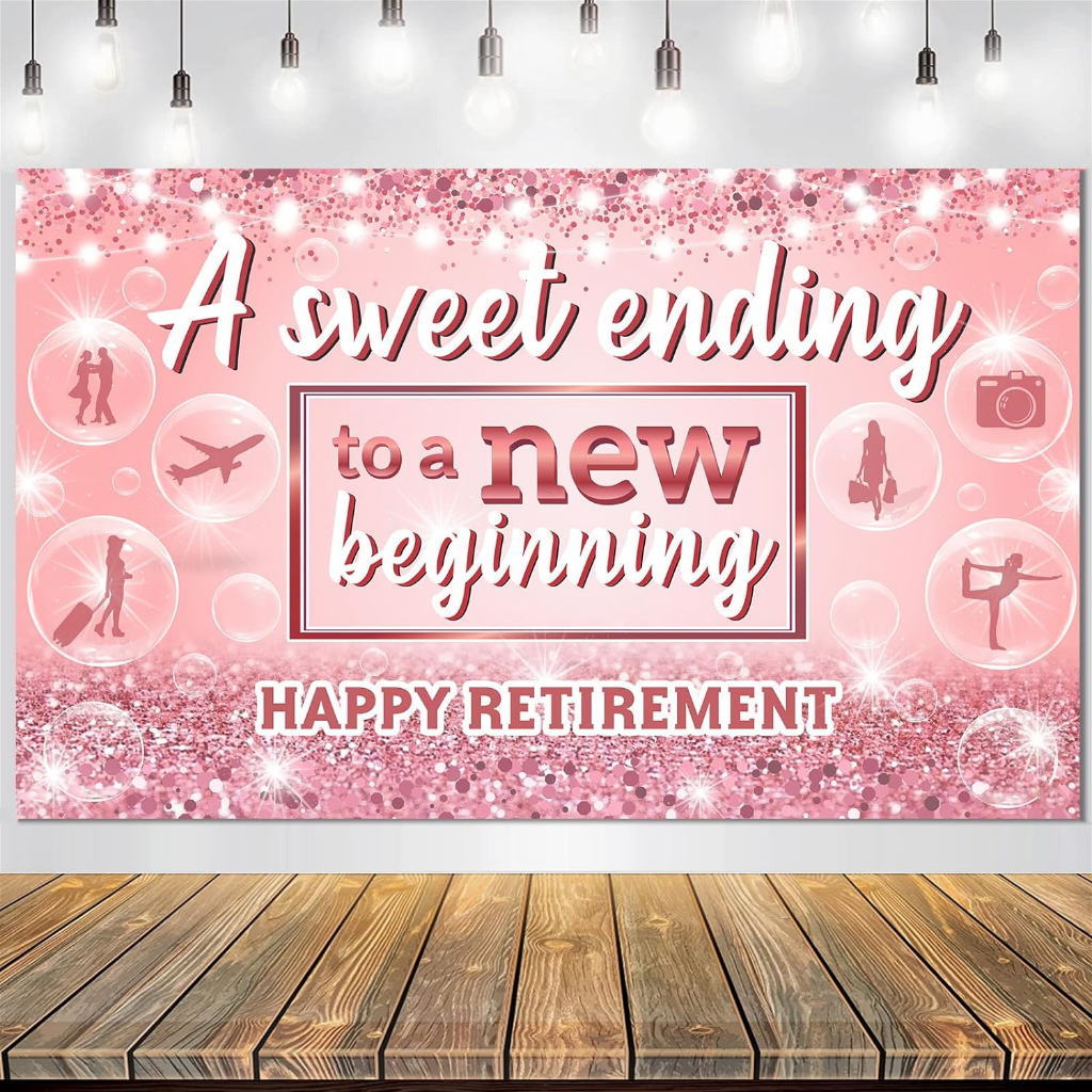 5x3ft Rose Gold Retirement Photography Backdrop for Women Happy ...