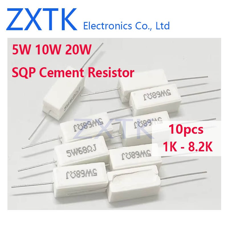 10PCS 5W SQP Cement Resistor 5W 1-8.2K 1K 1.2K 1.5K 2K 2.2K 2.4K 3K 3 ...