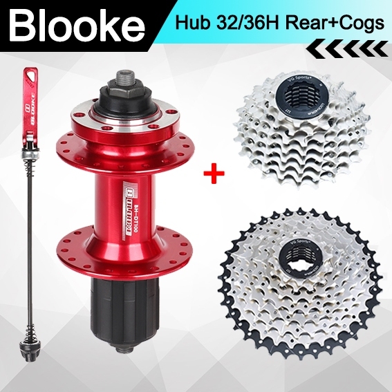 ♛BLOOKE Hub 32/36 Holes MTB Sealed Bearing and Bike cogs 8 speed ...