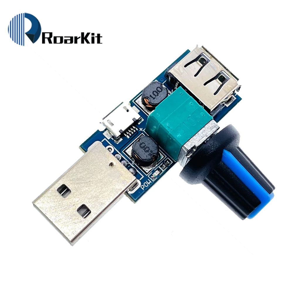 USB Fan Stepless Governor Wind Speed Controller Regulator Module 4-12V ...