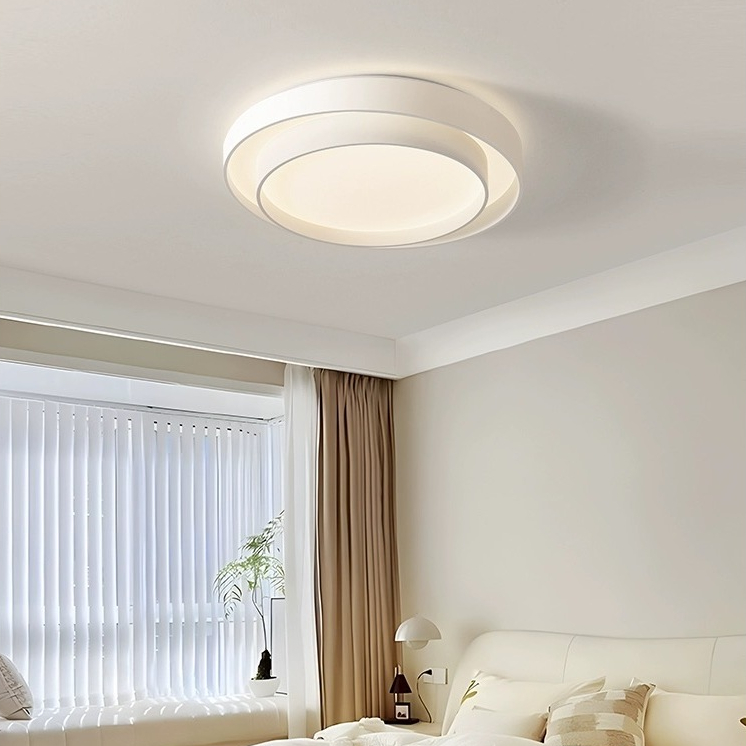 Modern White Ceiling Light, LED Flush Mount Ceiling Light, 2 Rings ...
