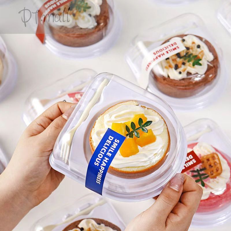 50PCS Transparent Mini Mousse Cake Box Free with Fork Bento Cake Box ...