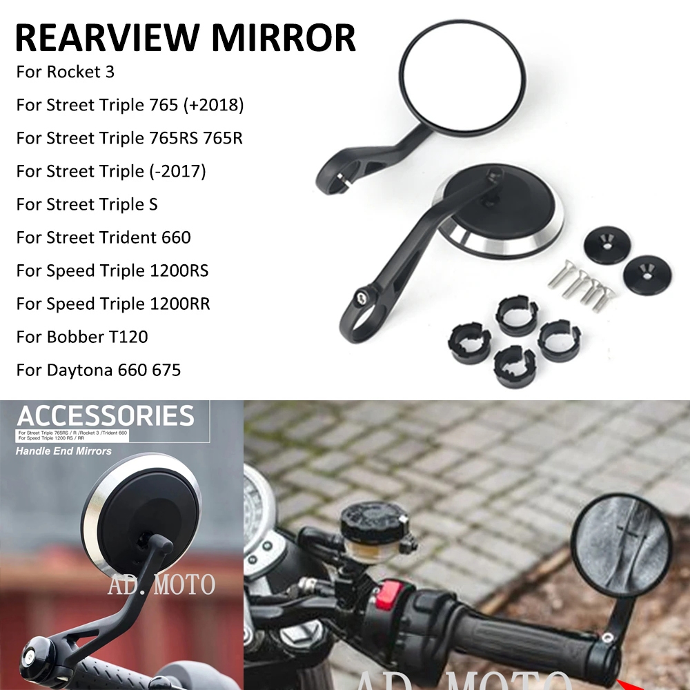 Motorcycle CNC Handlebar Handle Bar Rearview Side Mirrors Bar End ...