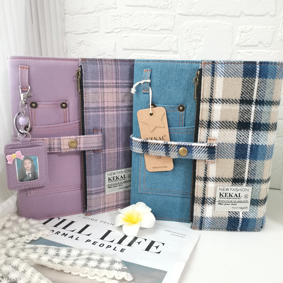 【KEKAL Grid Fabric Binder With Strap】A5 6-hole Retro Y2K Denim Jeans ...