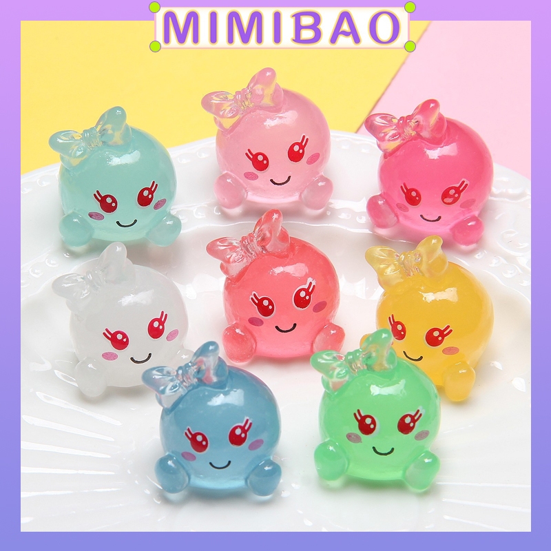 New Luminous Resin Cartoon Bubble Star Kirby Ornaments Jelly Color Bow ...