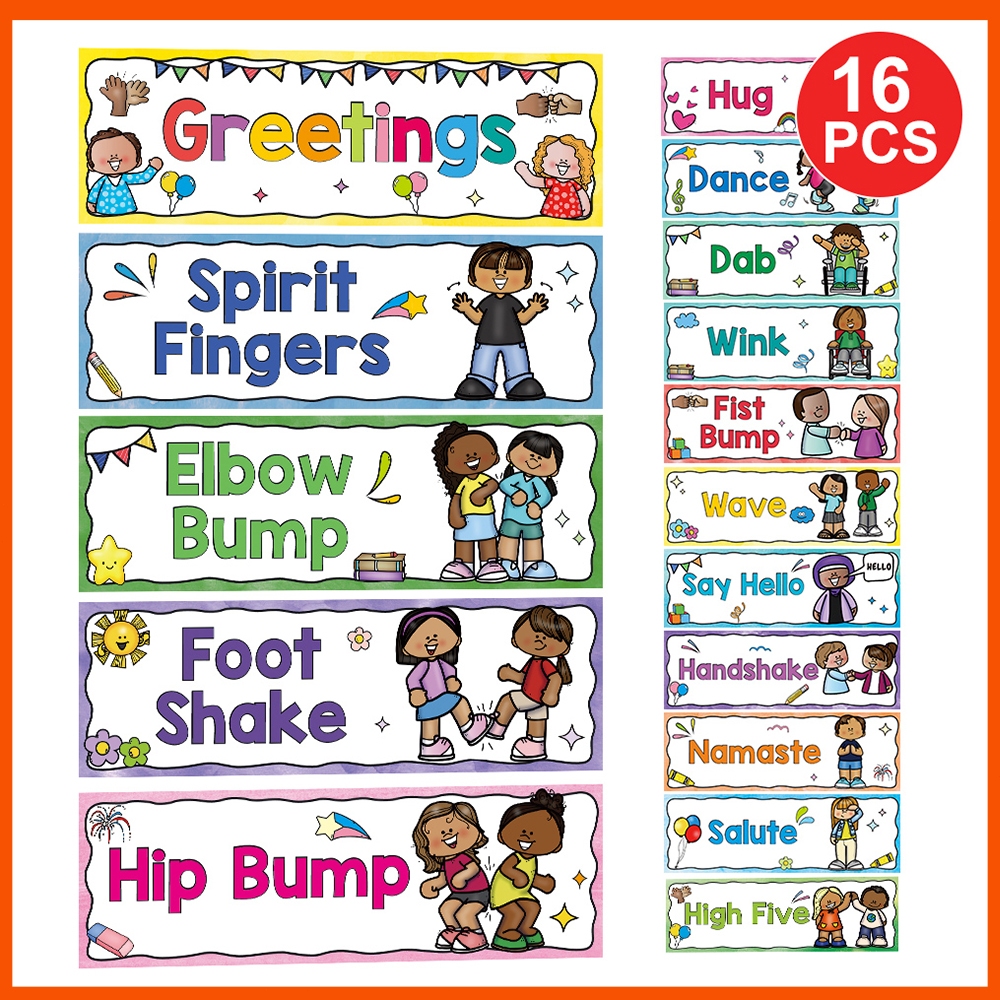 16PCS Morning Meeting Greetings English Educational Poster for kid ...