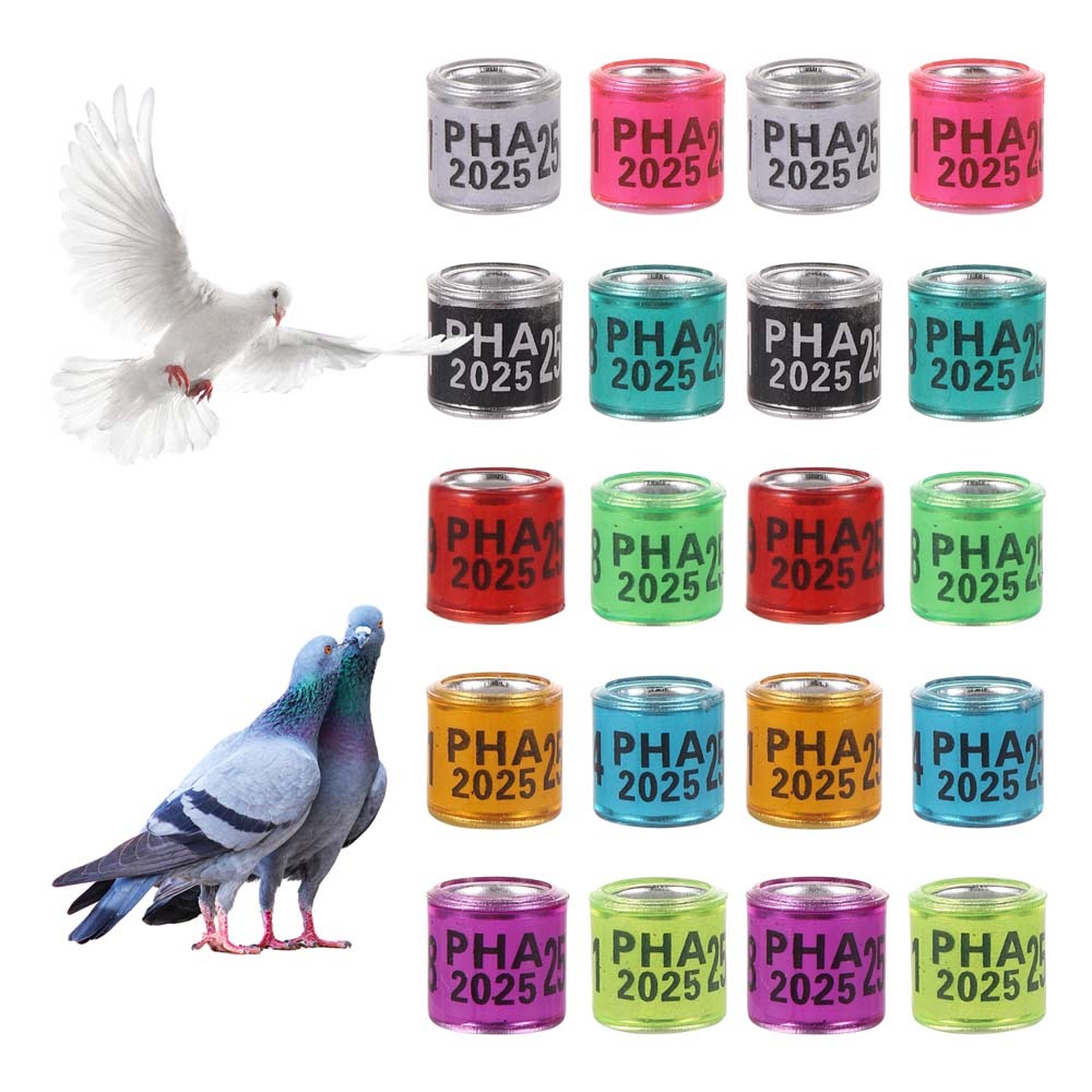 2025 PHA Pigeon Foot Rings (20pcs) with whistle(2Pcs) Color mixing 8mm ...