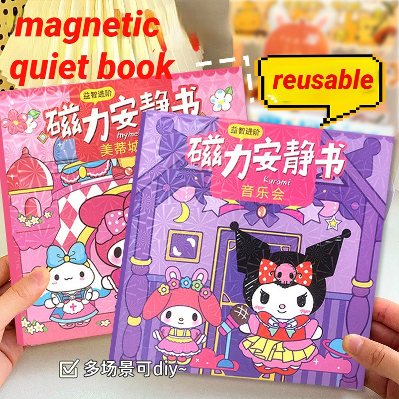 18CM Cartoon Magnetic Kuromi Paper Doll House Book Set Sanrio Quiet ...