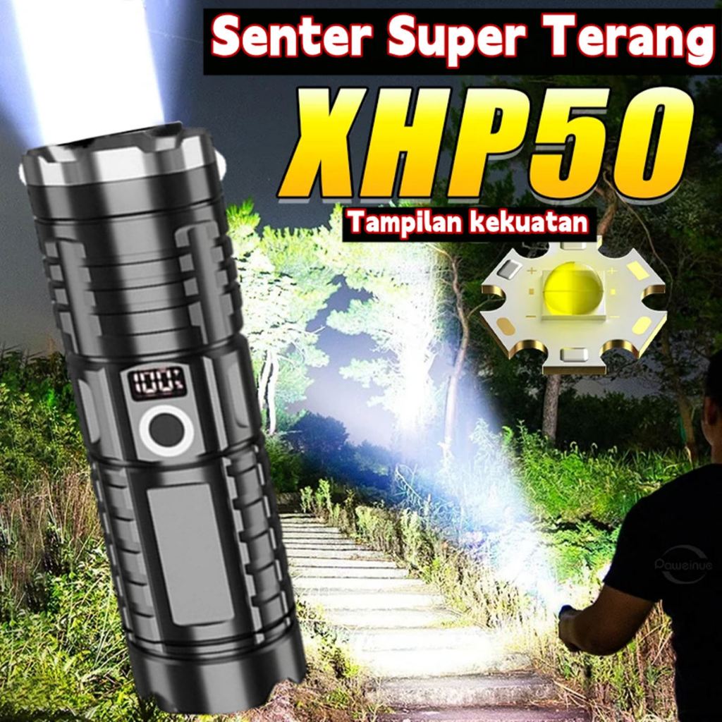 High Lumen Super Bright Zoom LED Flashlight Rechargeabl Waterproof ...