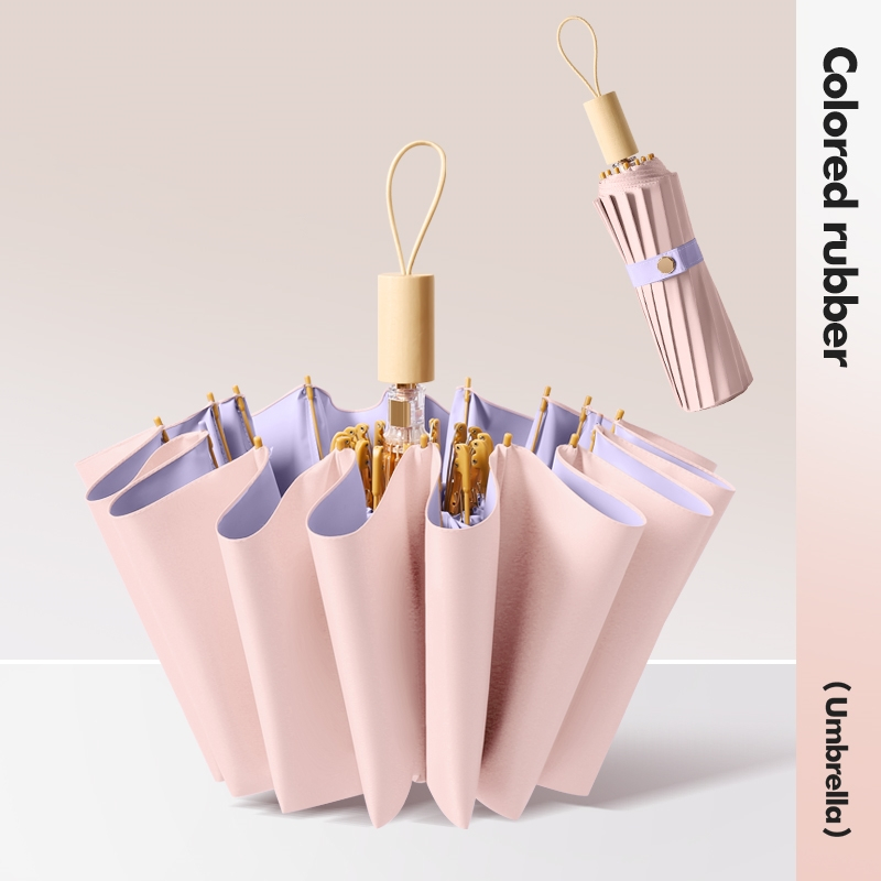 16 Ribs Colorful Aluminum Alloy Umbrella Wooden Handle Storm-resistant ...