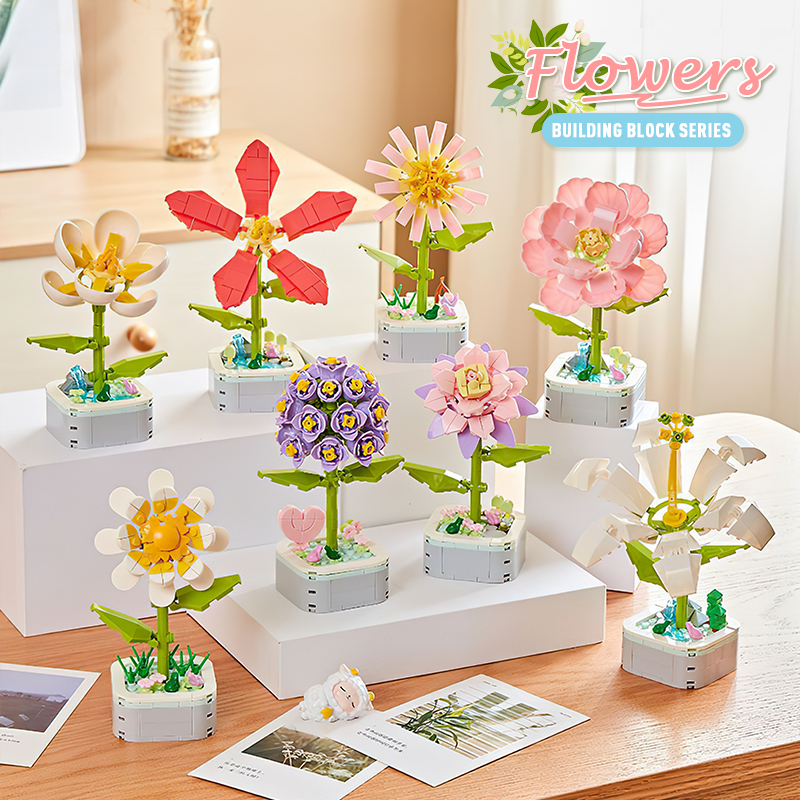 Building Blocks Flower Bouquet Eternal Rose DIY Particle Assembling ...