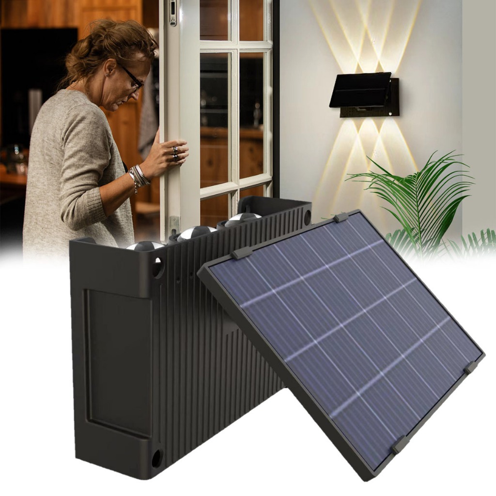 Solar Wall Lights RGB Outdoor Waterproof IP65, Adjustable PV Panel, Up ...