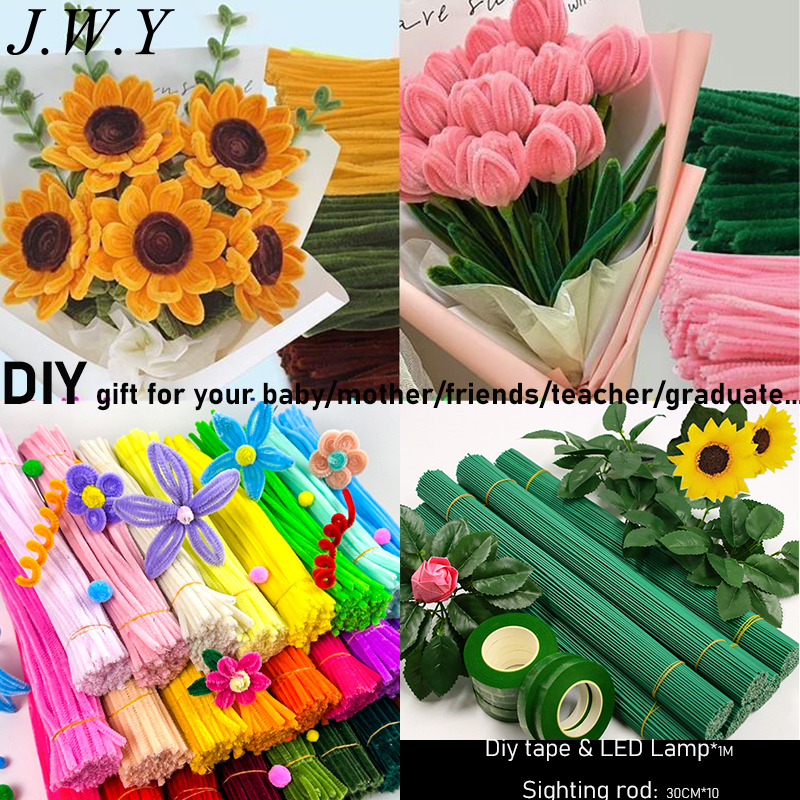 100Pcs Multicolour Dense Fuzzy Wire Pipe DIY Handmade Tools Children's ...