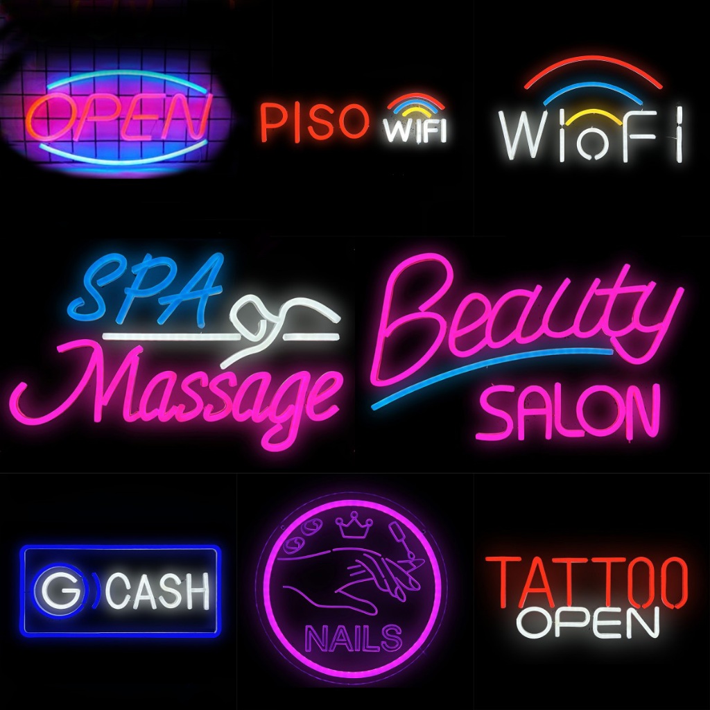 Gcash Spa Massage Beauty Salon Nails Tattoo Piso WIFI Open Sign Acrylic ...
