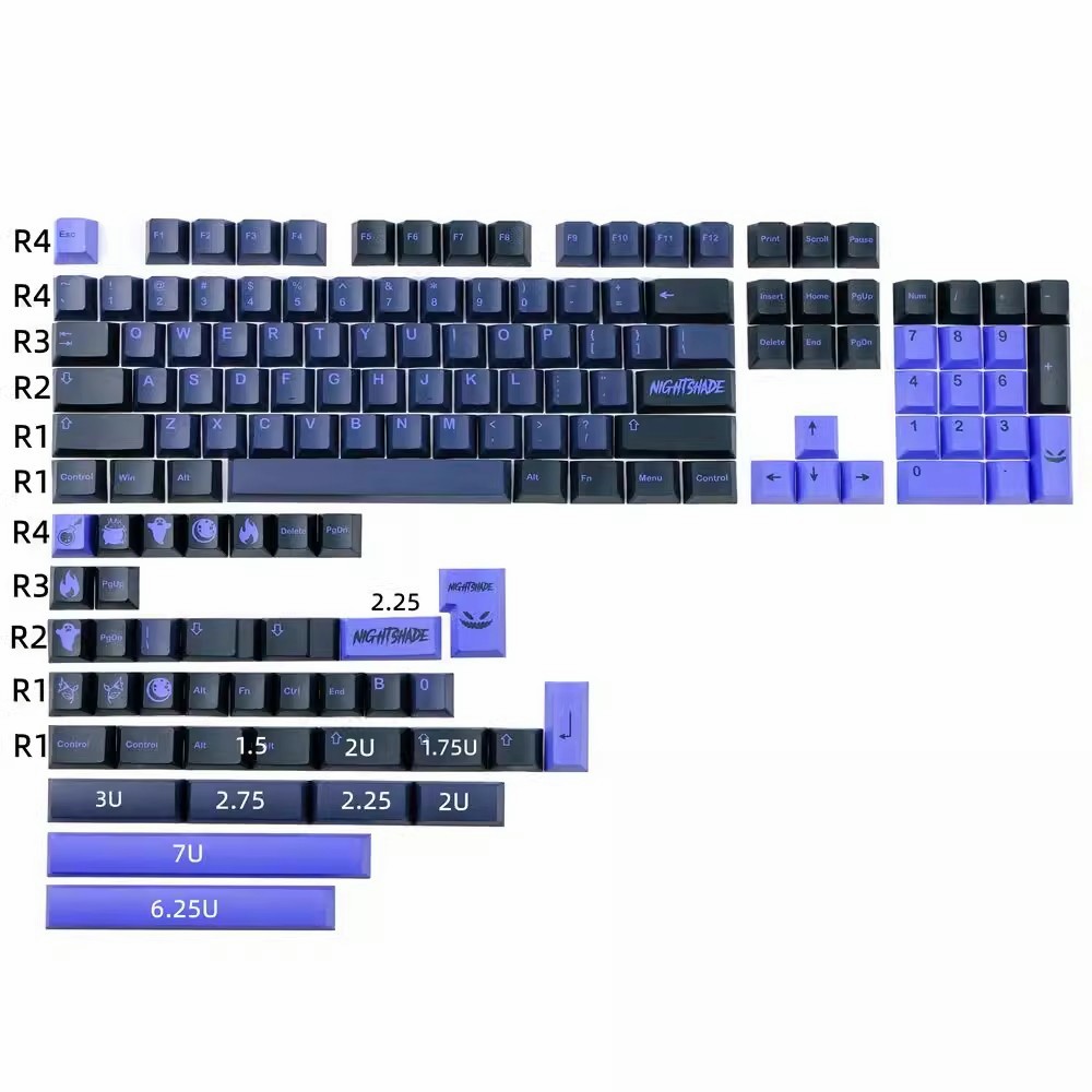143 Keys GMK Nightshade Keycaps Set Cherry Profile PBT Dye Sublimation ...