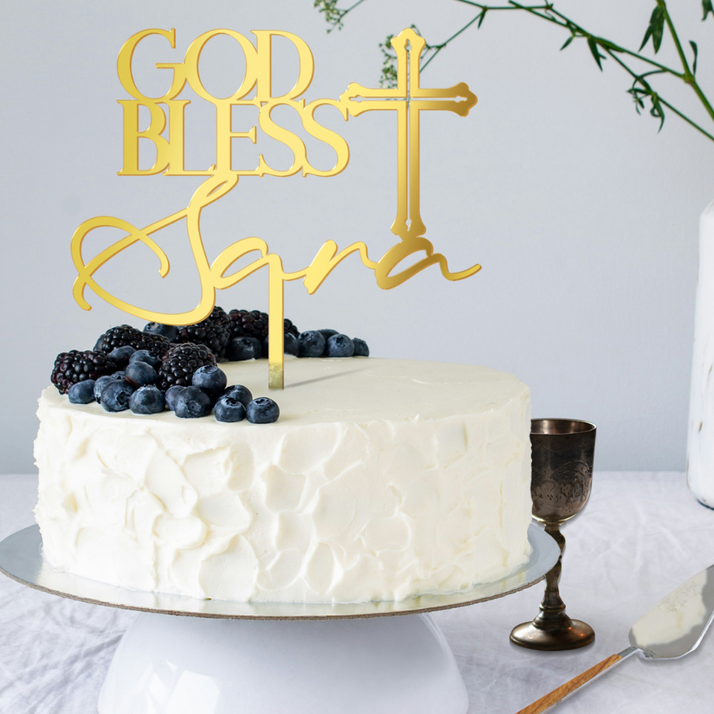 Personalized Christian baptism Cake Topper Christening First Holy ...