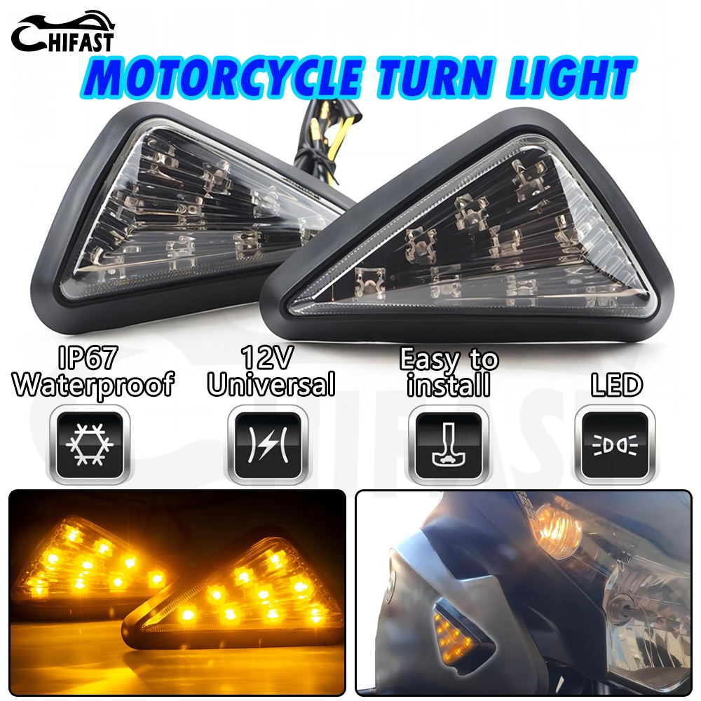 HIFAST Motorcycle Triangle Turn Signal LED Signal Light Turn Light ...