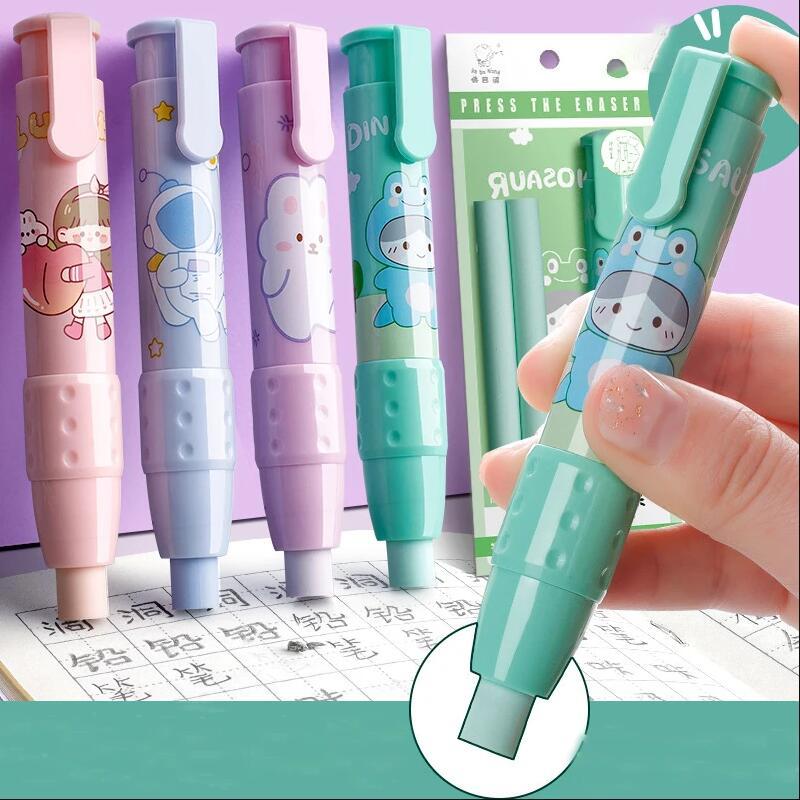Retractable Eraser Set Cute Pen Type Pencil Eraser Replaceable Core ...