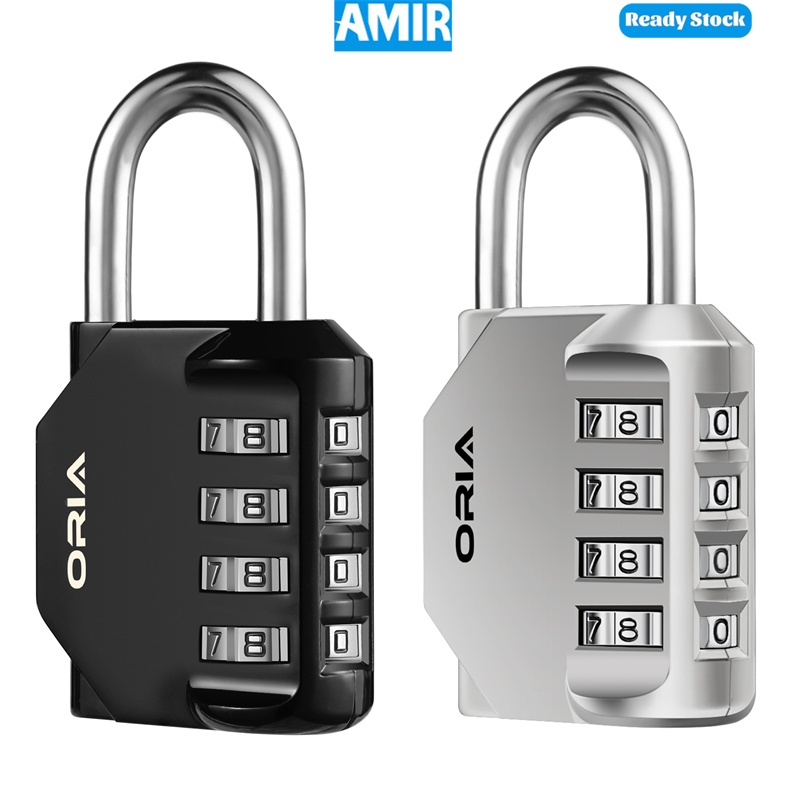 AMIR 2PCS Combination Lock 4-Digit Padlock Metal and Plated Steel ...