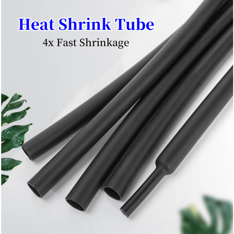 5/2Meter Black 4:1 Heat Shrink Tube With Glue Thermoretractile Heat Shrinkable Tubing Dual Wall ...