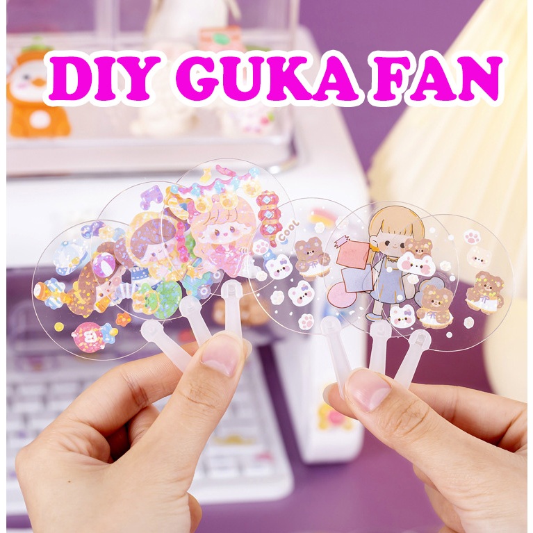 3/10/30Pcs Transparent Gudetama Fan 5cm DIY Star Support Fan Mini Guka ...