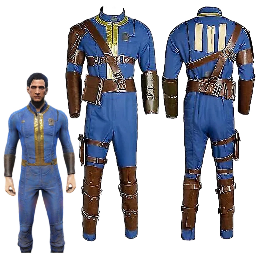 Fallout 4 Nate Vault 111 Blue Jumpsuit Uniform Cosplay Costume Outfit ...