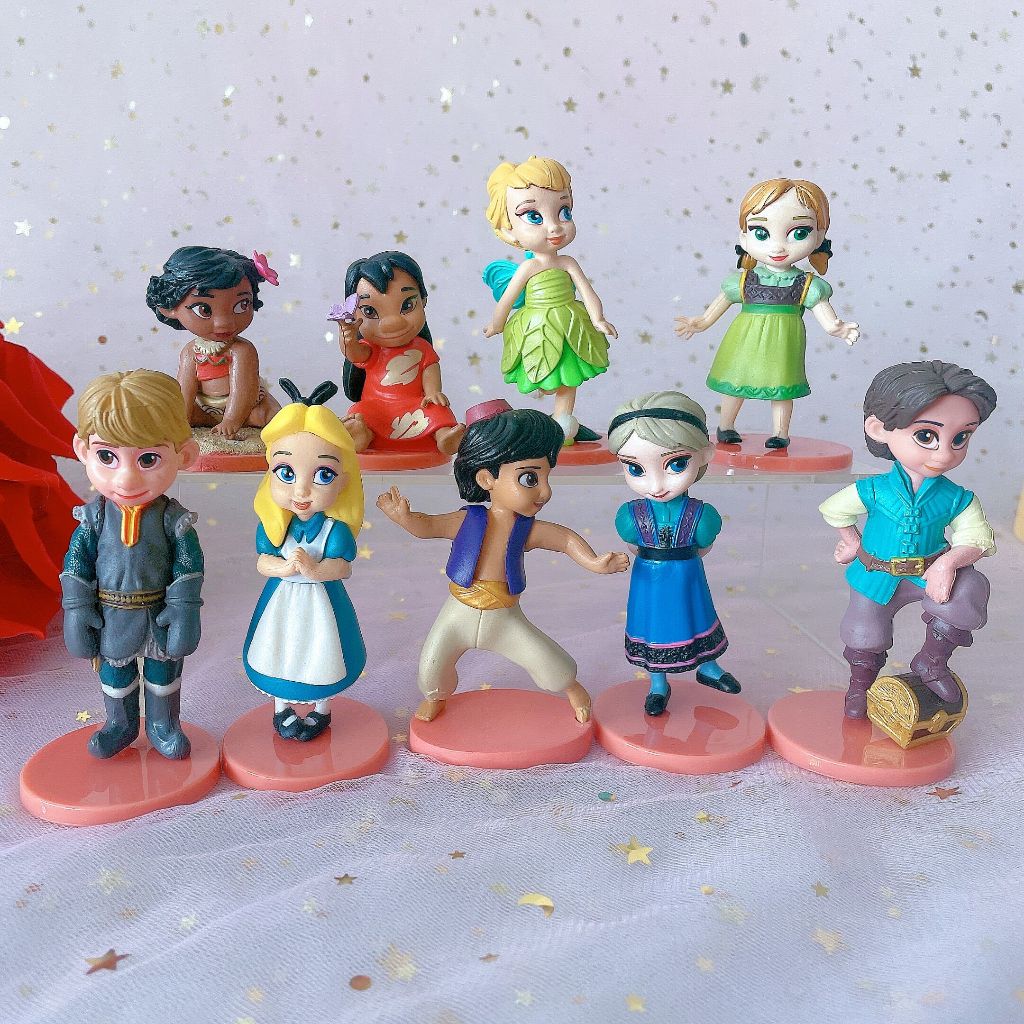 9Pcs/Set 5-8cm Aladdin Tinker Bell Alice Lilo Pelekai Kristoff Anna ...