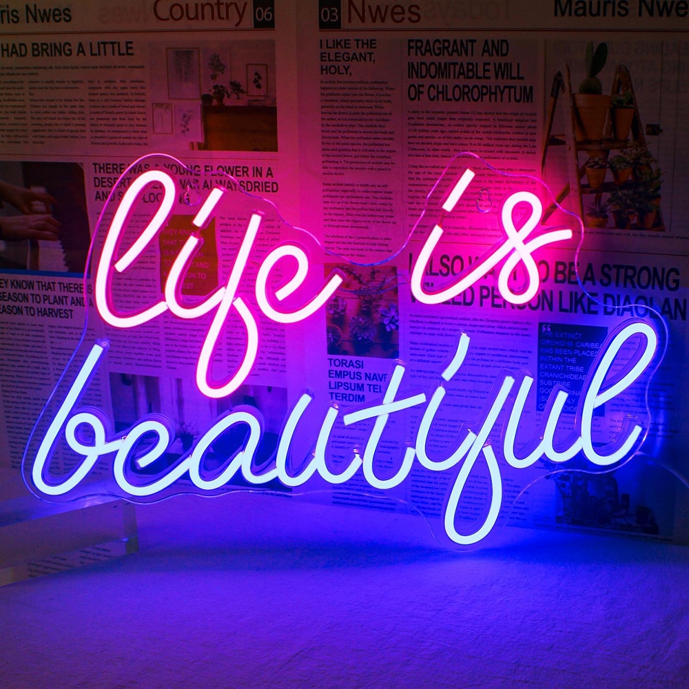 Life is Beautiful Neon Signs for Wall Decor, Letter Neon Lights for ...
