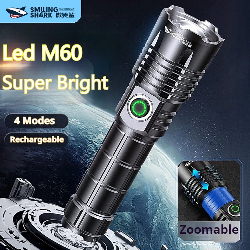 Smiling Shark SD7163 Rechargeable Flashlight Led M60 6000LM Strong ...