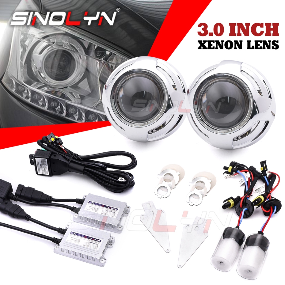 Sinolyn Super 3.0" Full Kit H4 H7 Bi-xenon Projector Headlight Lens ...