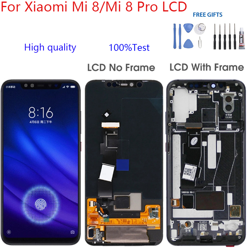 For Xiaomi Mi 8/Mi 8 Pro LCD Display Screen Touch Panel Digitizer Assembly Touch Screen and Full ...