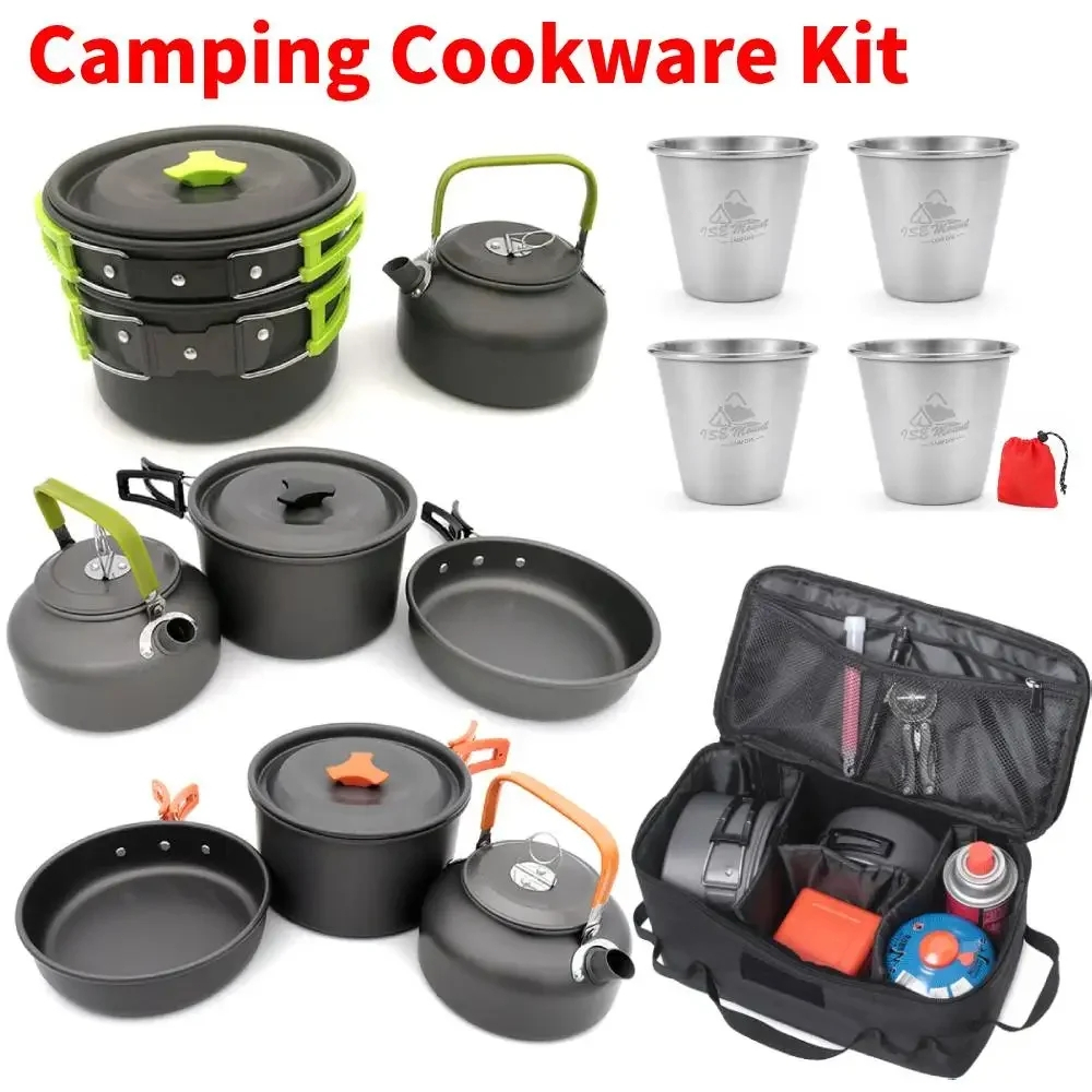 10pcs Camping Cookware Kit Camping Cooking Set Hiking Picnic Pot ...