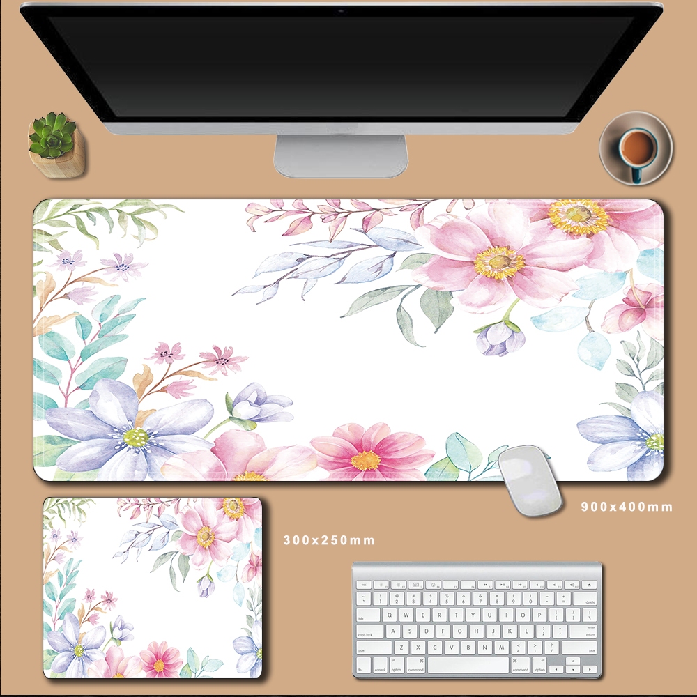90x40cm Large Flower Mouse Pad Cartoon Floral Keyboard Pads Computer ...